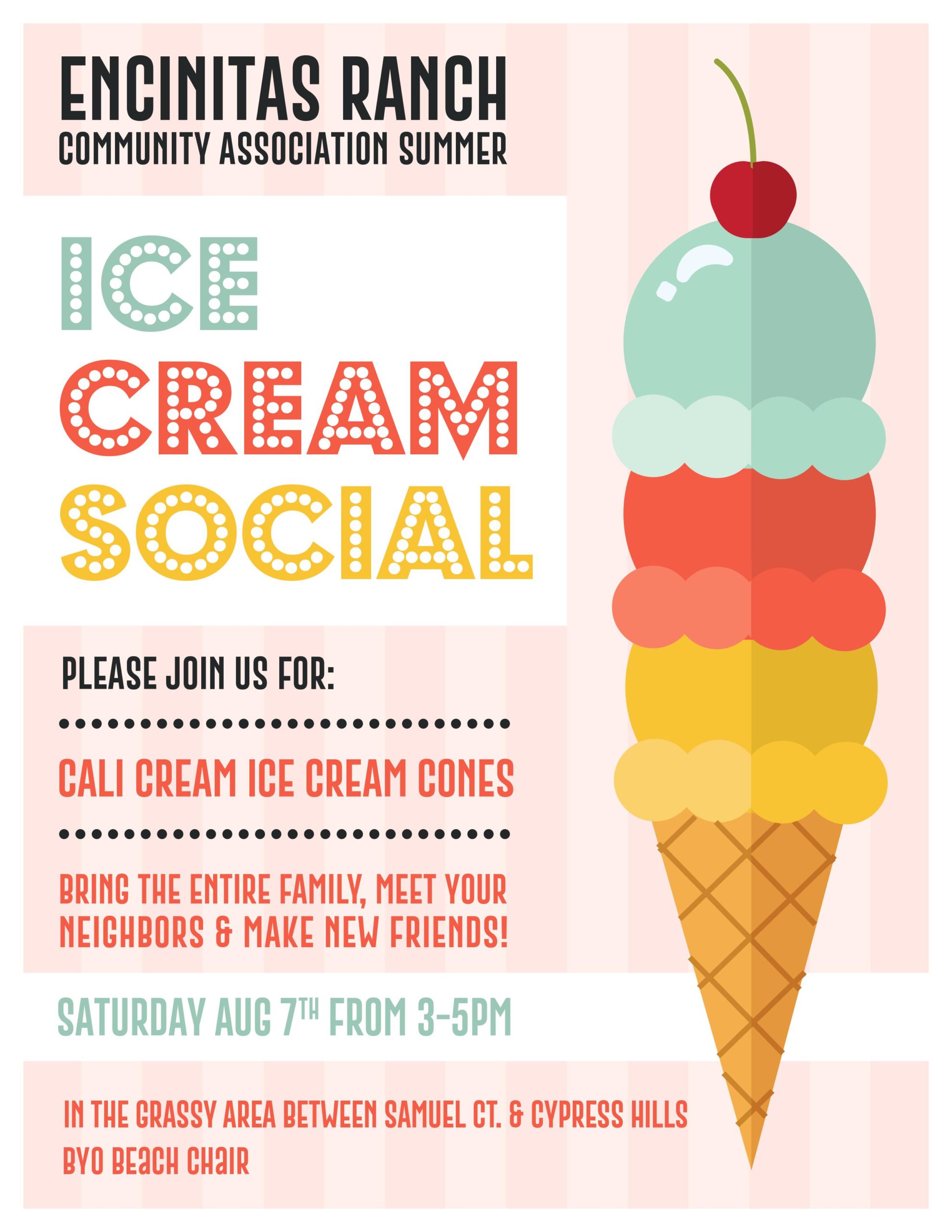 Summer Ice Cream Social - Saturday, August 7th - Encinitas Ranch ...