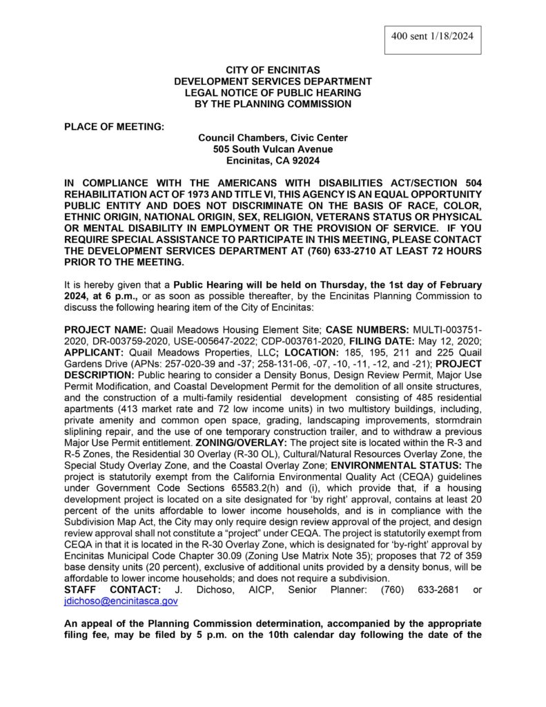 Quail Meadows Development coming before the city Planning Commission ...
